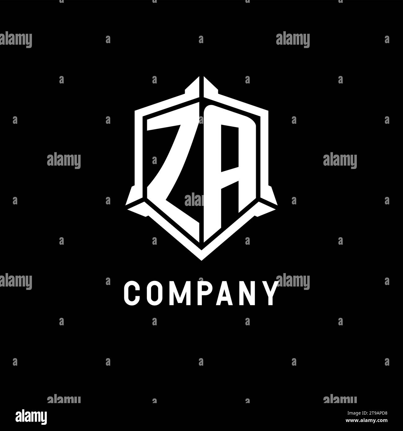 ZA logo initial with shield shape design style vector graphic Stock ...
