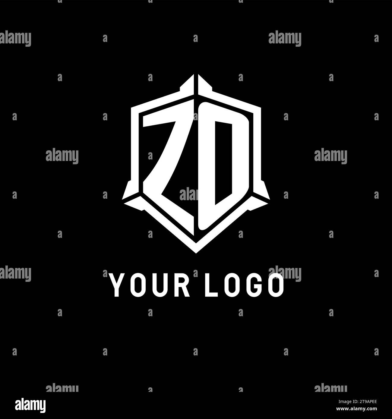 ZO logo initial with shield shape design style vector graphic Stock ...
