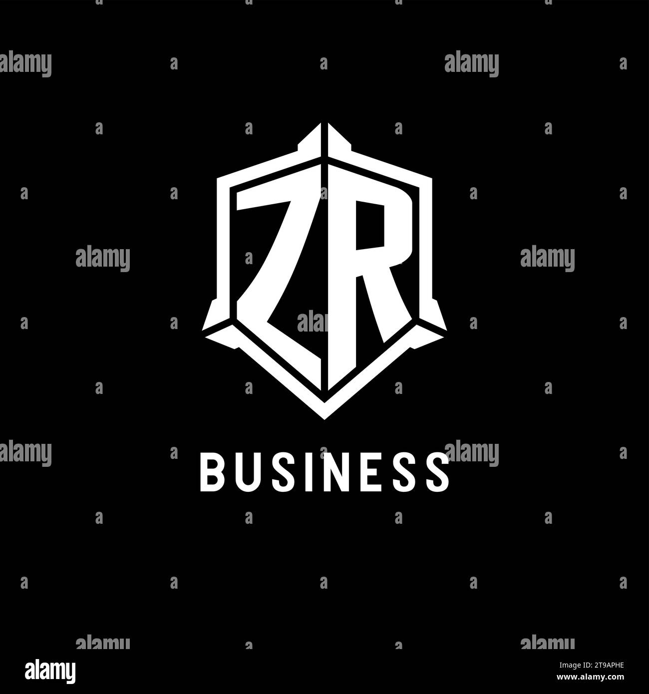ZR logo initial with shield shape design style vector graphic Stock ...