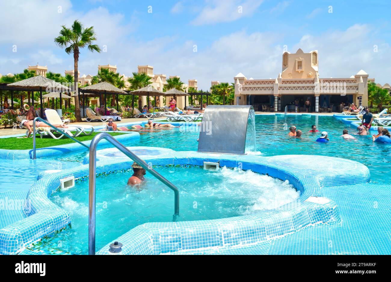 RIU Touareg hotel tourists in the jacuzzi, spa and swimming pool in ...