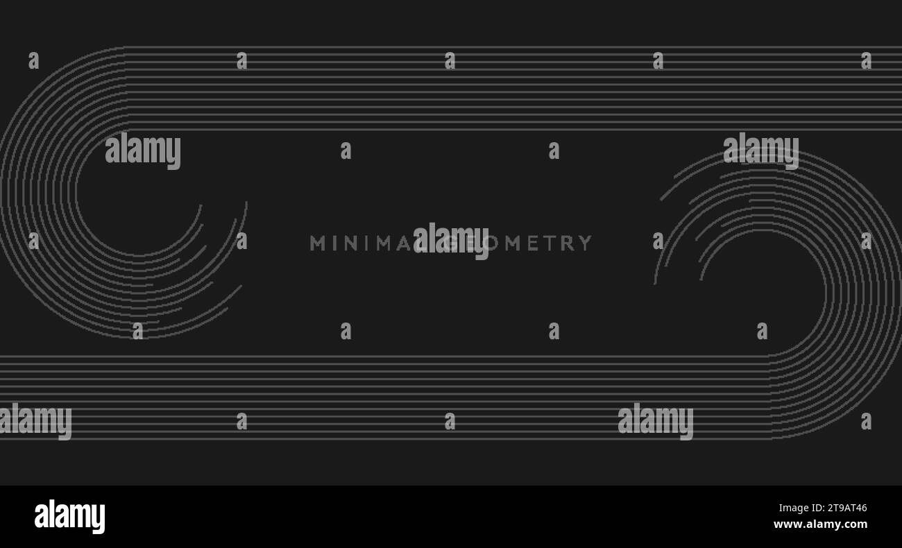 Dark grey minimal round lines abstract futuristic tech background ...