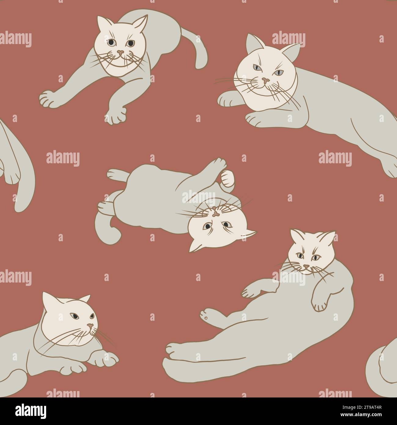 The cat's body language. Feline behavior and feelings. Graphical linear ...