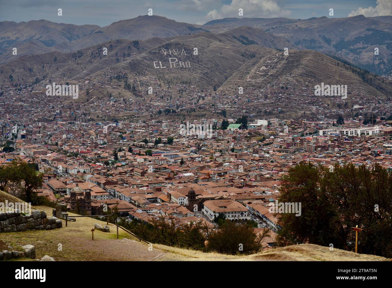 Ariel view of Cusco from The Saqsaywaman (Sacsayhuamán) 15th Century ...