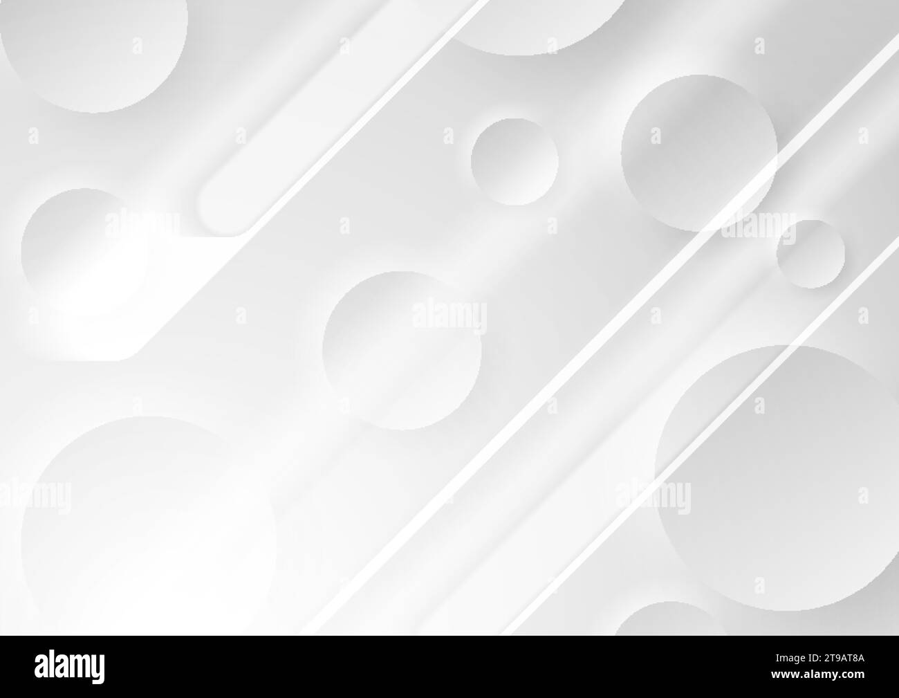 Grey white smooth stripes and glossy circles abstract tech background. Vector design Stock ...