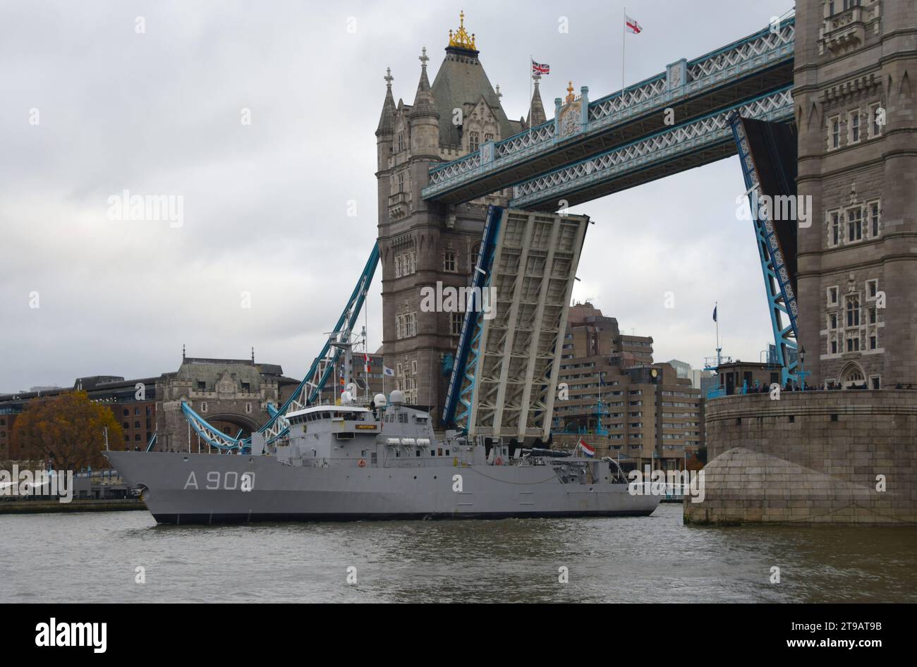 The Royal Netherlands Navy’s submarine support and torpedo recovery ship HNLMS Mercuur is ...