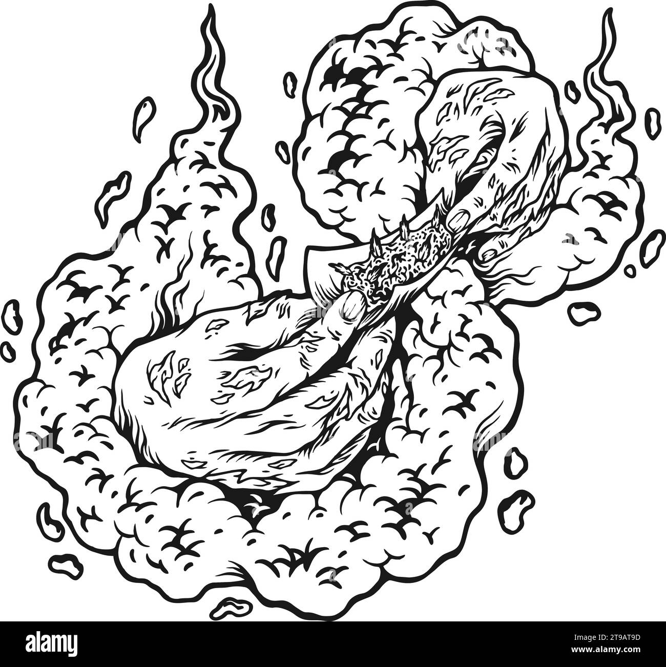 Horror roll zombie fingers with cannabis leaf silhouette vector ...