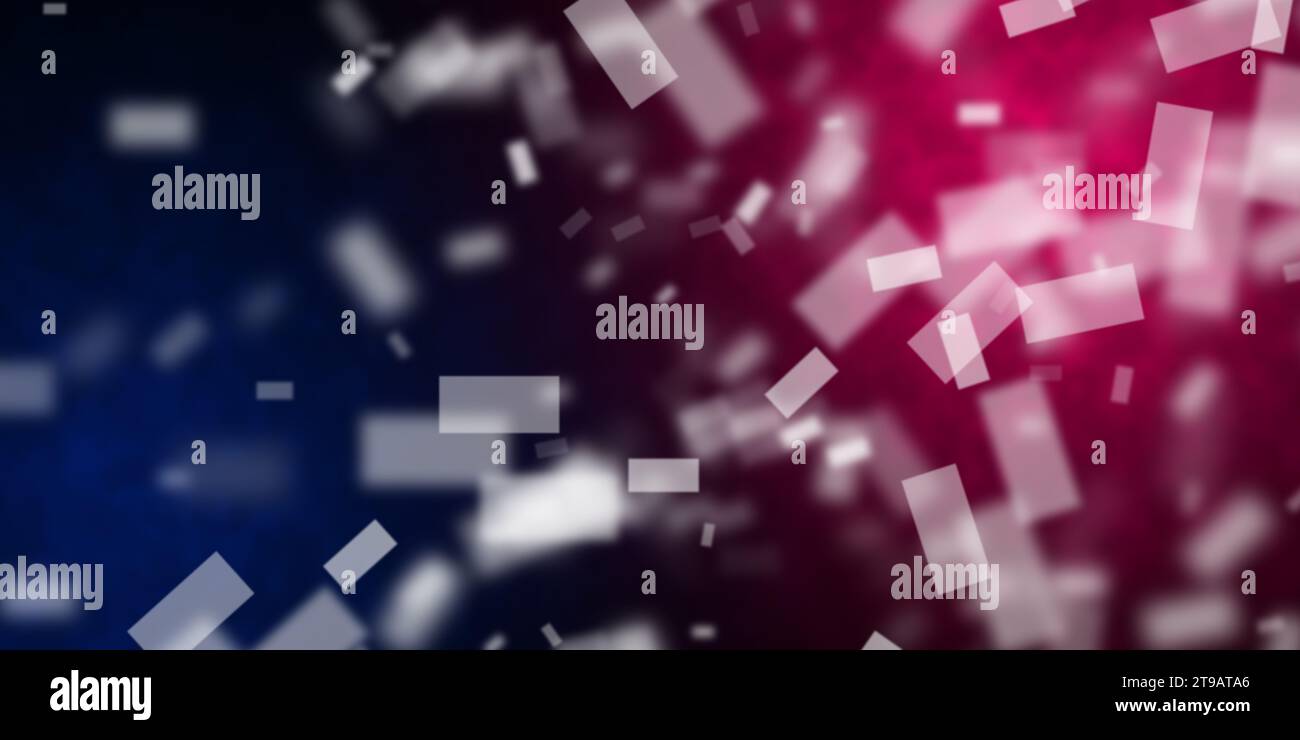 Flying rectangular shapes over dark blue and magenta background Stock ...