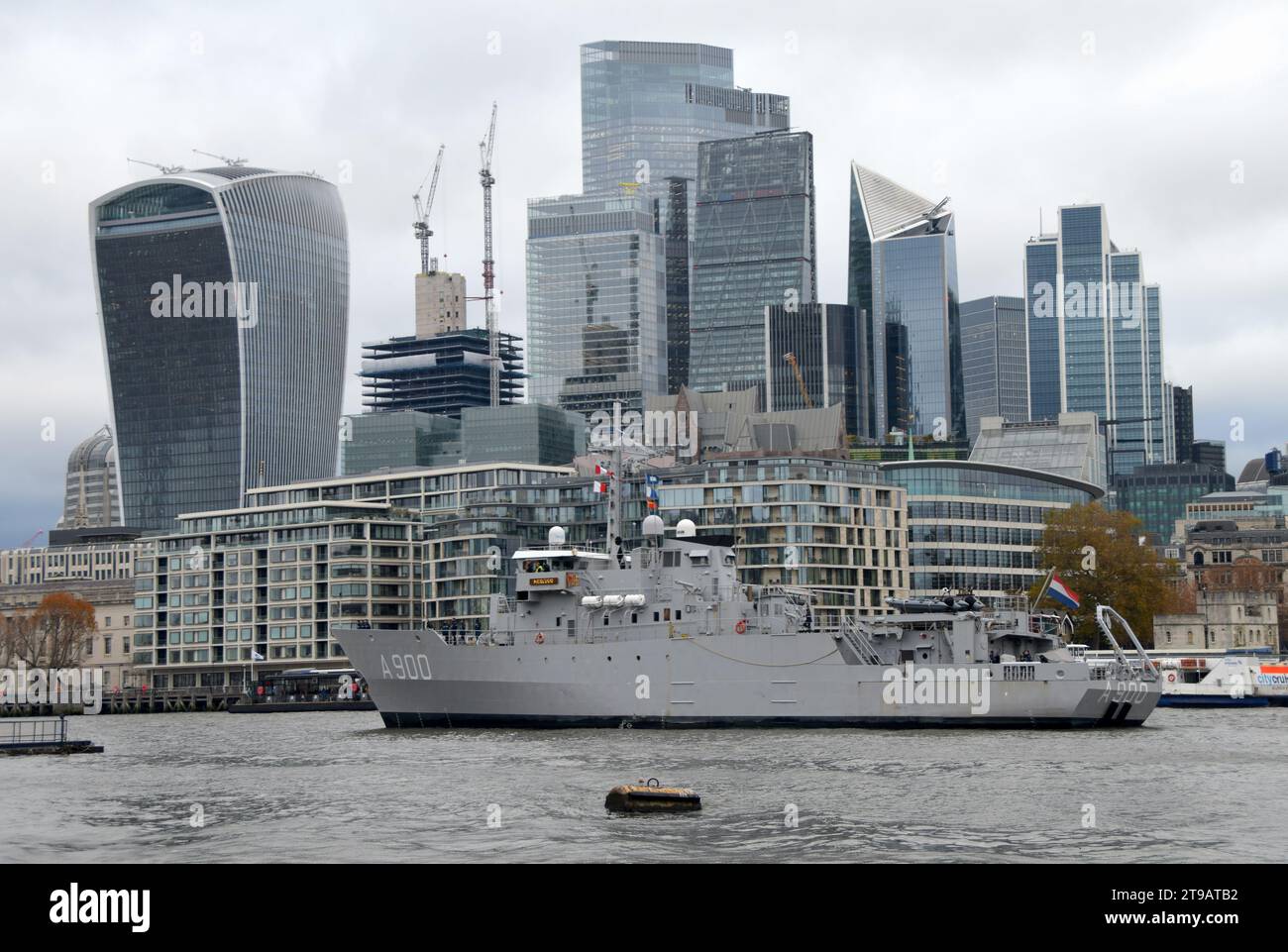 The Royal Netherlands Navy’s submarine support and torpedo recovery ship HNLMS Mercuur is ...