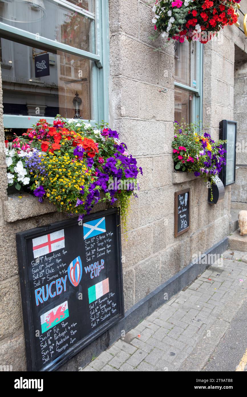 St Ives pub showing advertising rugby World Cup 2023 games shown live ...