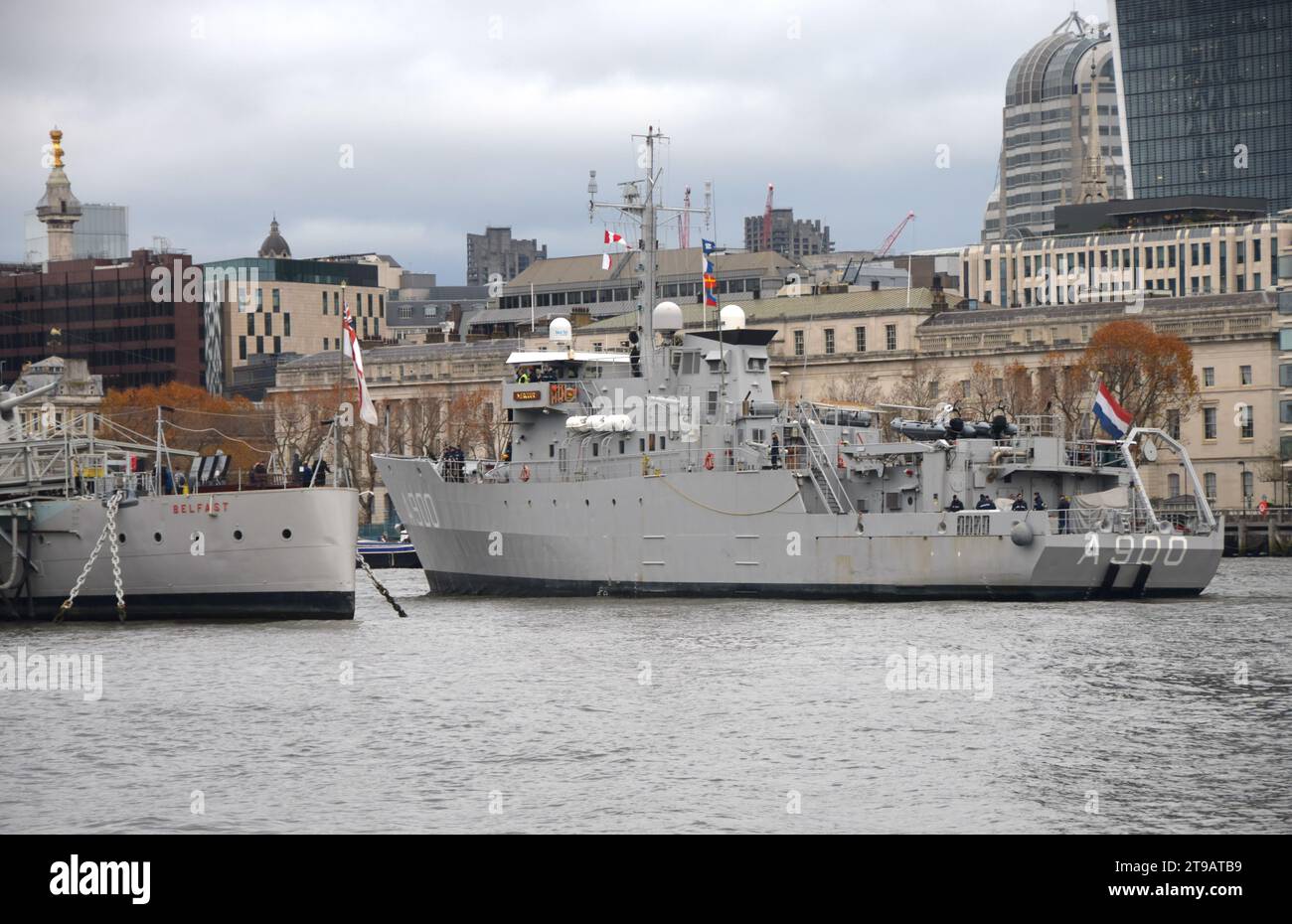 The Royal Netherlands Navy’s submarine support and torpedo recovery ship HNLMS Mercuur is ...