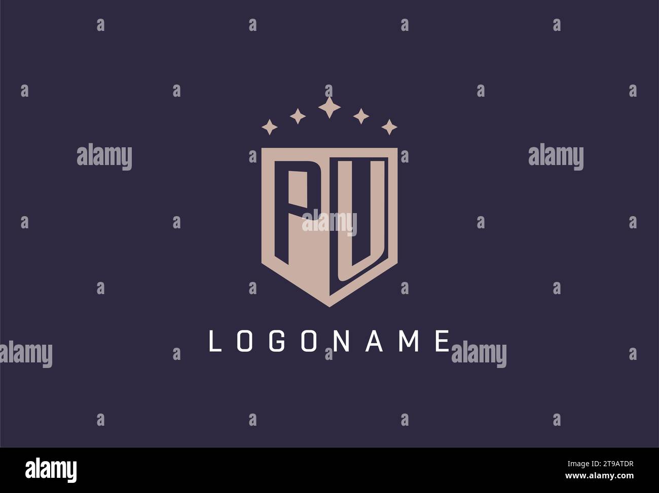 PU initial shield logo icon geometric style design inspiration Stock ...