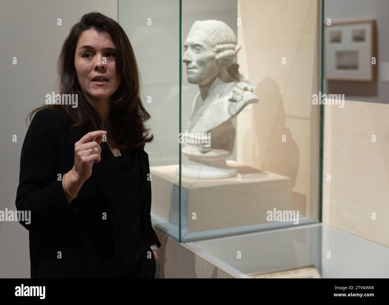 Exhibition curator Gema Sazatornil speaks at the opening of the ...