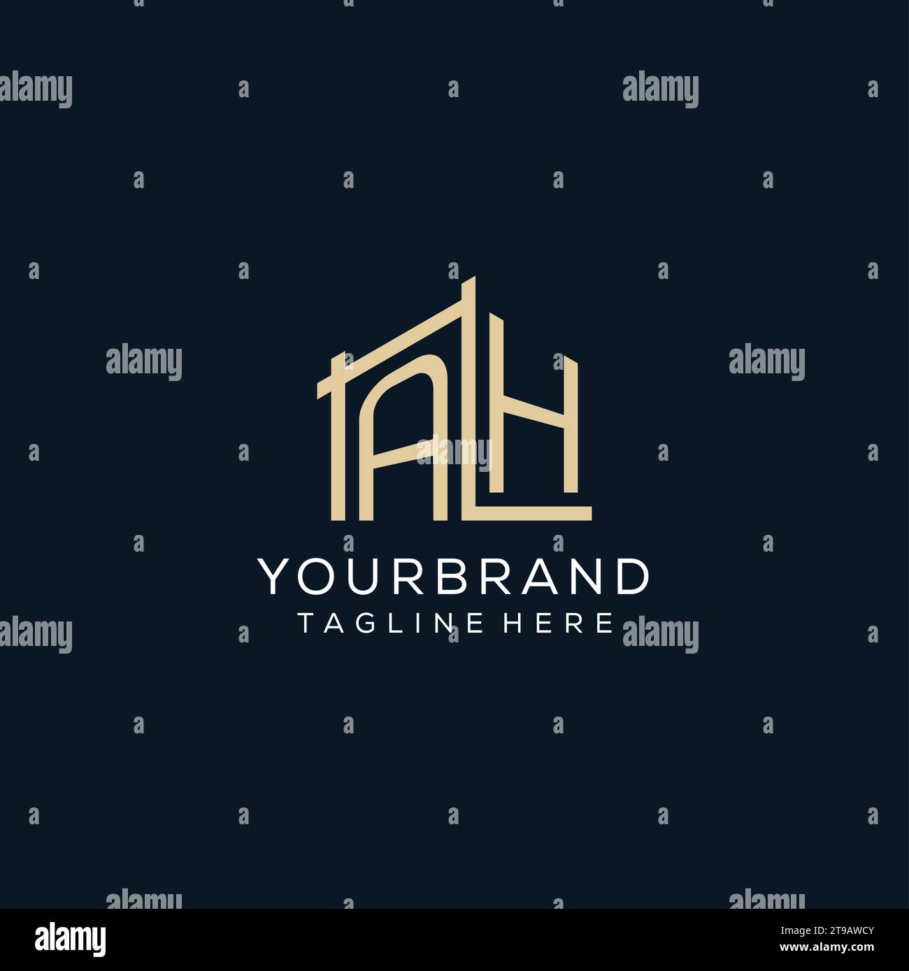 Initial AH logo, clean and modern architectural and construction logo ...