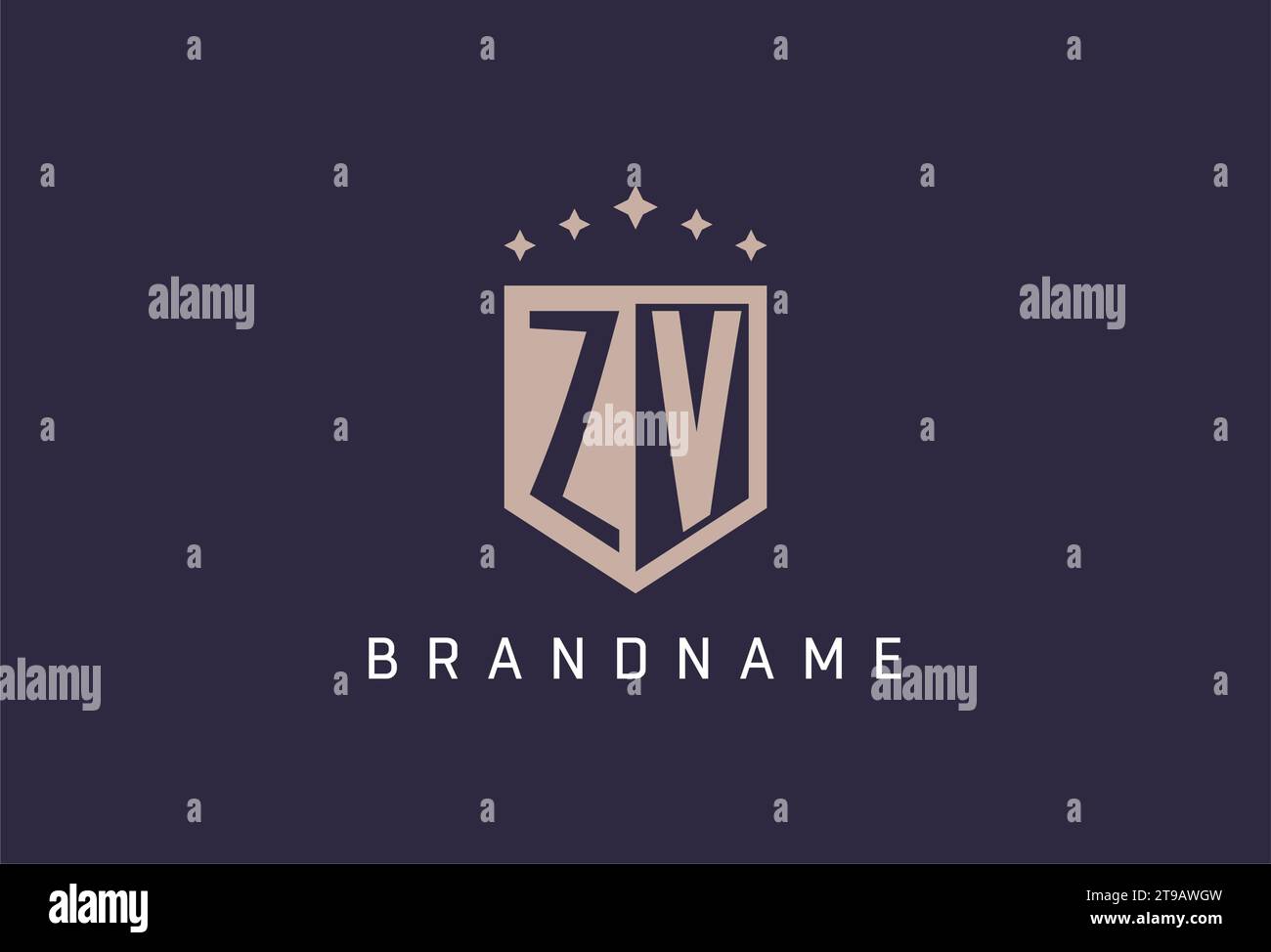 ZV initial shield logo icon geometric style design inspiration Stock ...
