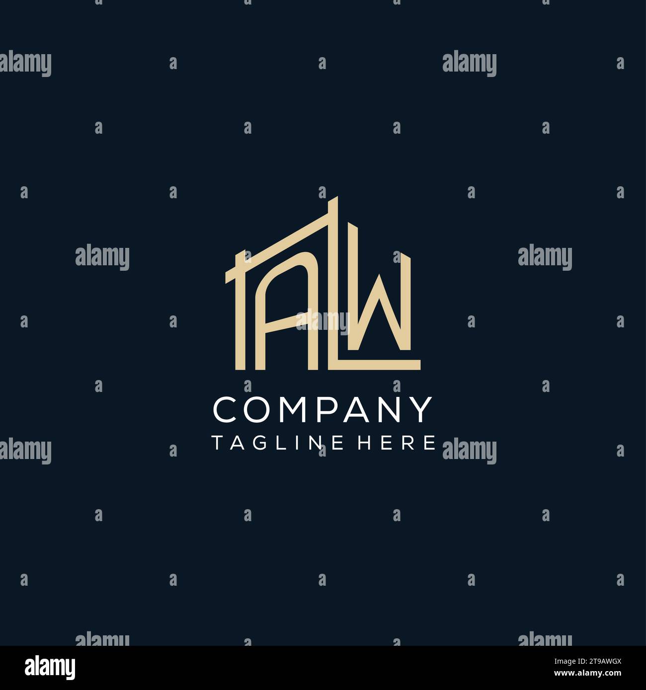 Initial AW logo, clean and modern architectural and construction logo ...