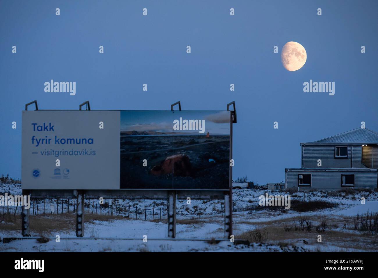 Grindavik, Iceland. 23rd Nov, 2023. Farewell sign for visitors to ...