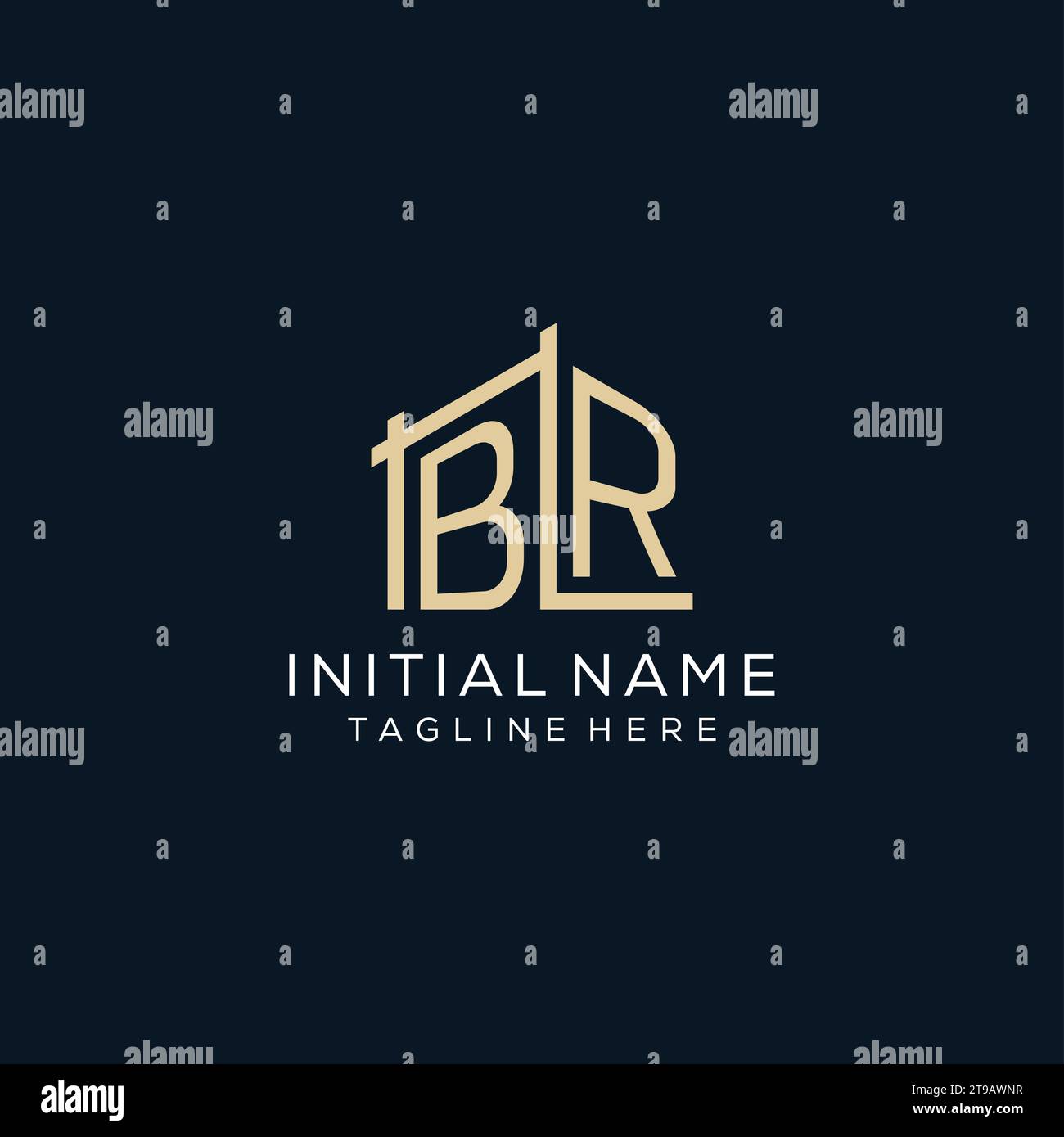 Initial BR logo, clean and modern architectural and construction logo ...