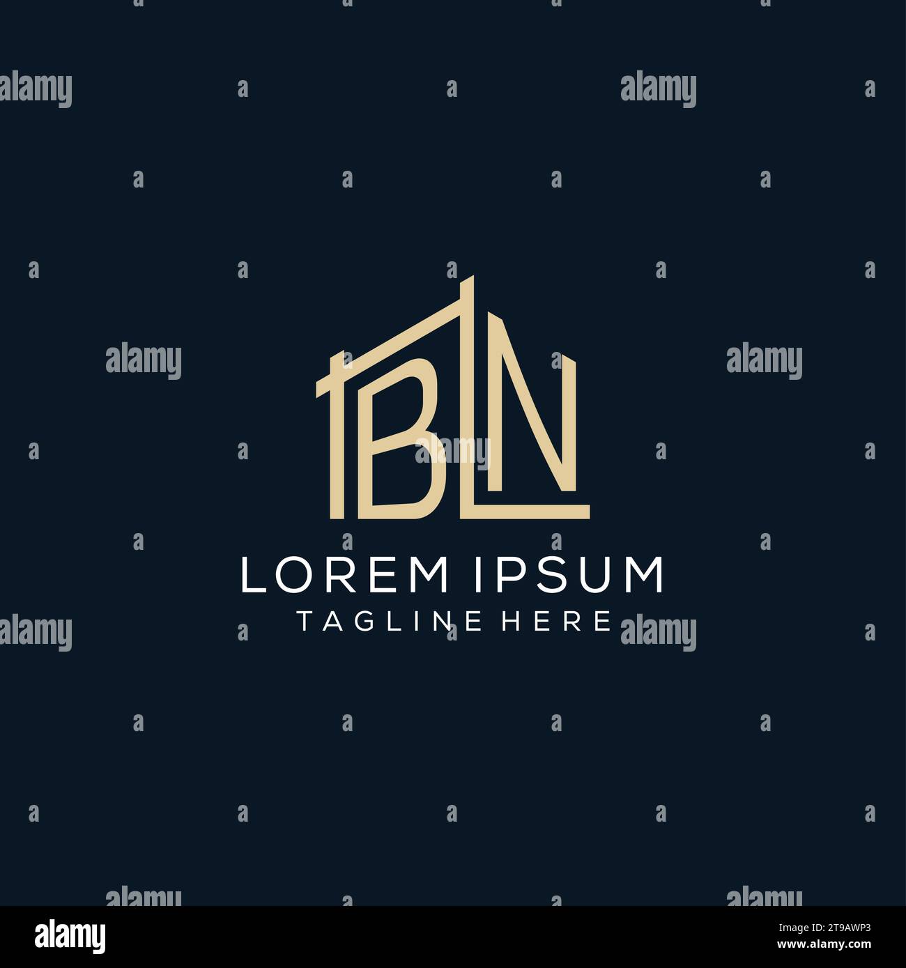 Initial BN logo, clean and modern architectural and construction logo ...