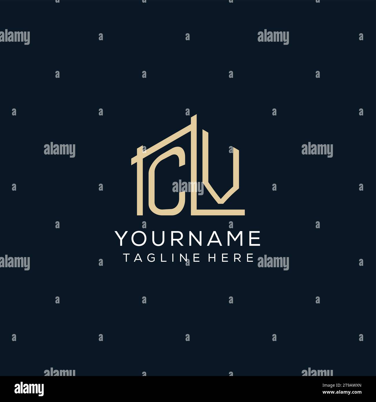 Initial CV logo, clean and modern architectural and construction logo ...