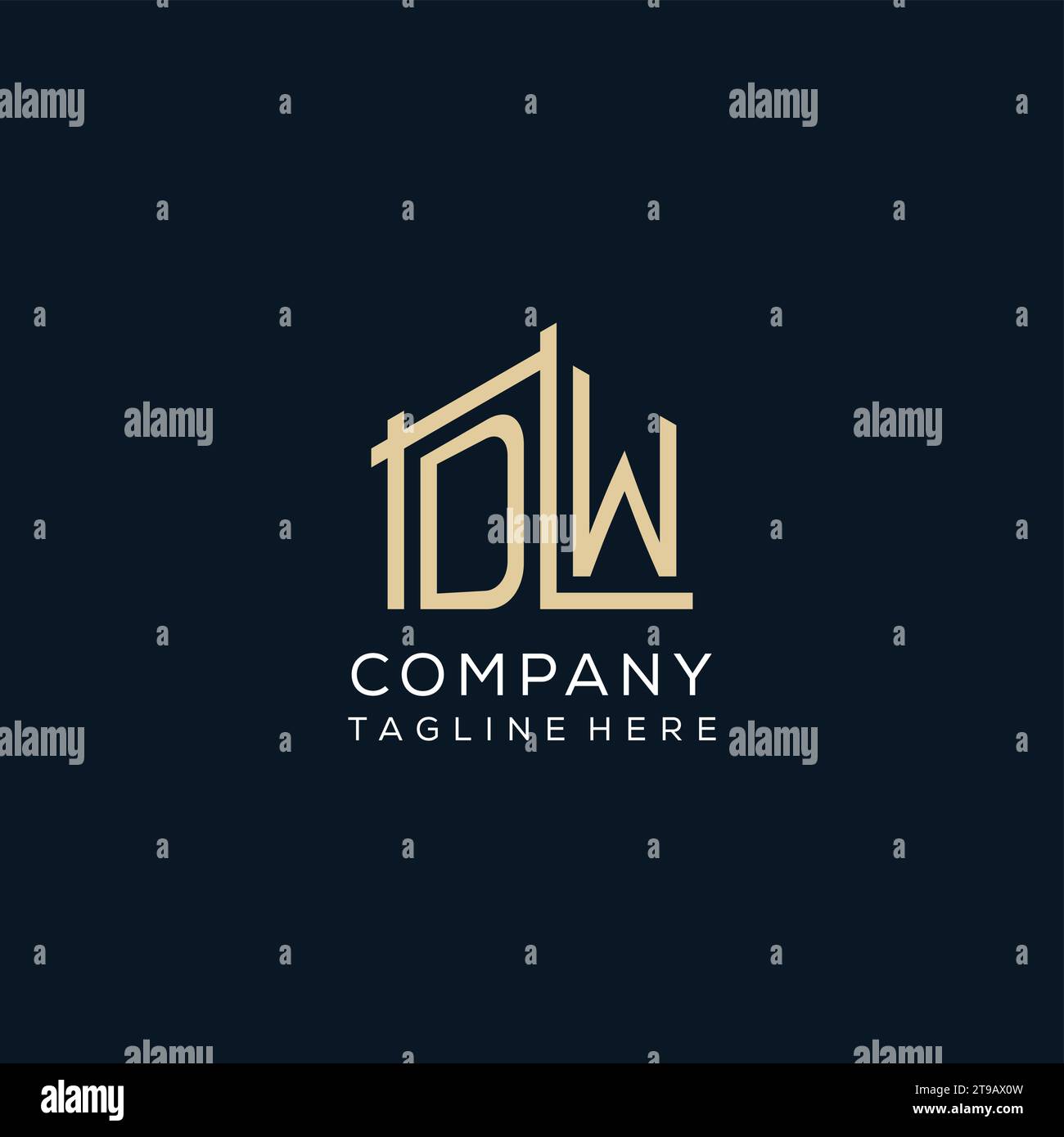 Initial DW logo, clean and modern architectural and construction logo ...