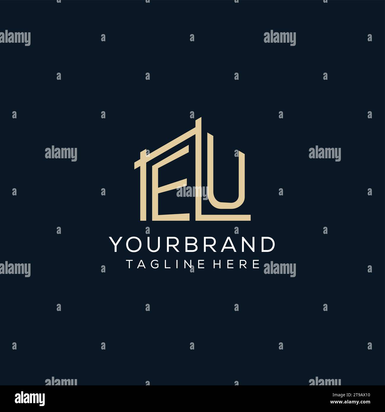 Initial EU logo, clean and modern architectural and construction logo ...