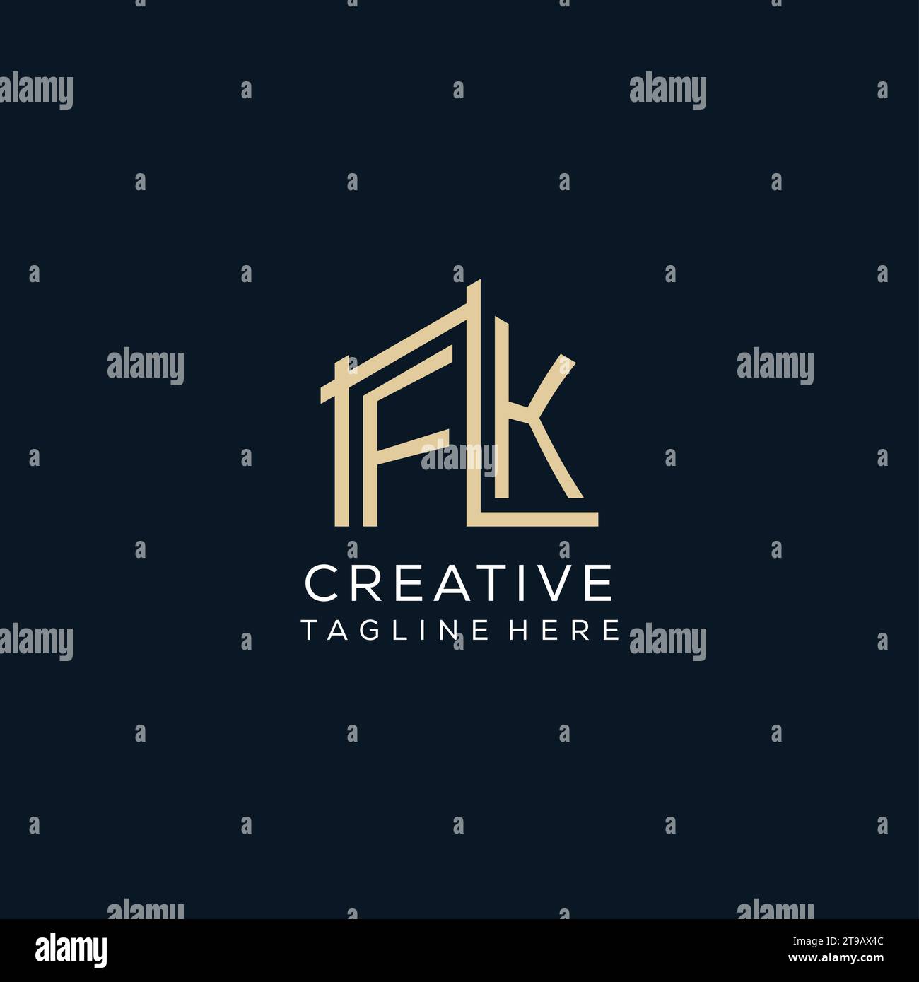 Initial FK logo, clean and modern architectural and construction logo ...
