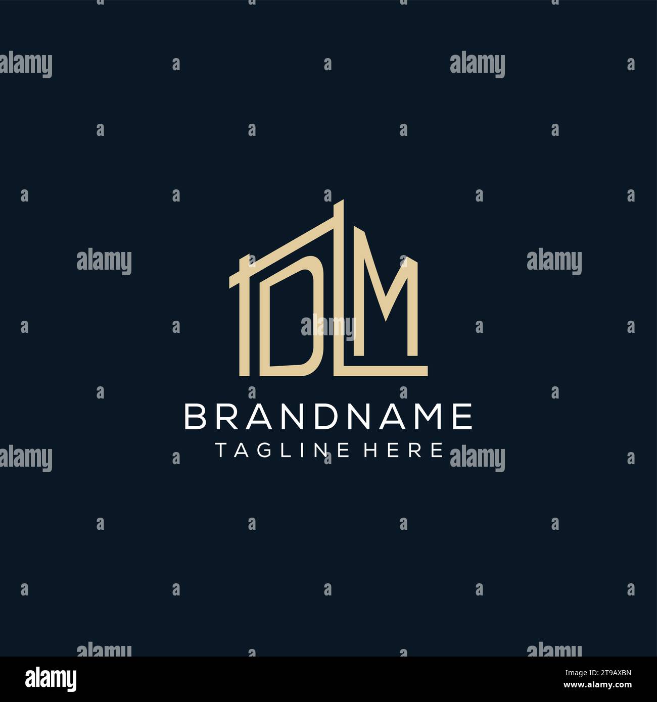 Initial DM logo, clean and modern architectural and construction logo ...