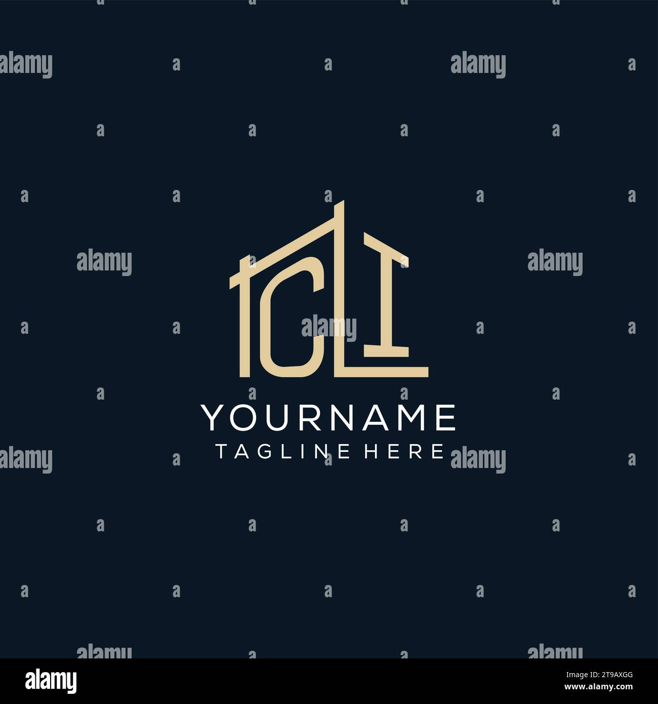 Initial CI logo, clean and modern architectural and construction logo ...