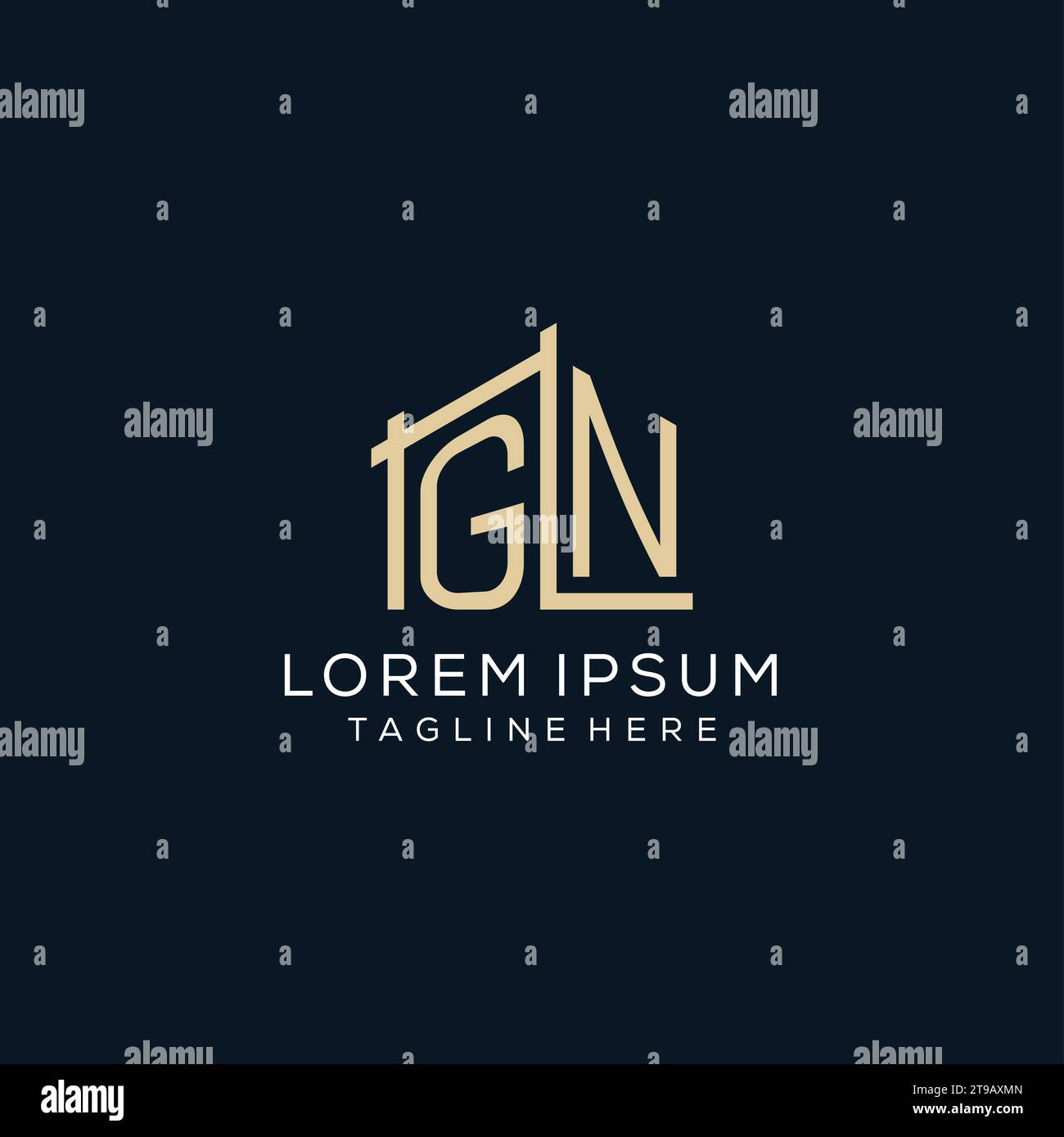 Initial GN logo, clean and modern architectural and construction logo ...