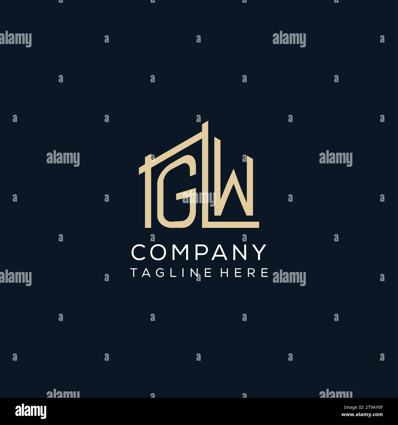 Initial GW logo, clean and modern architectural and construction logo ...