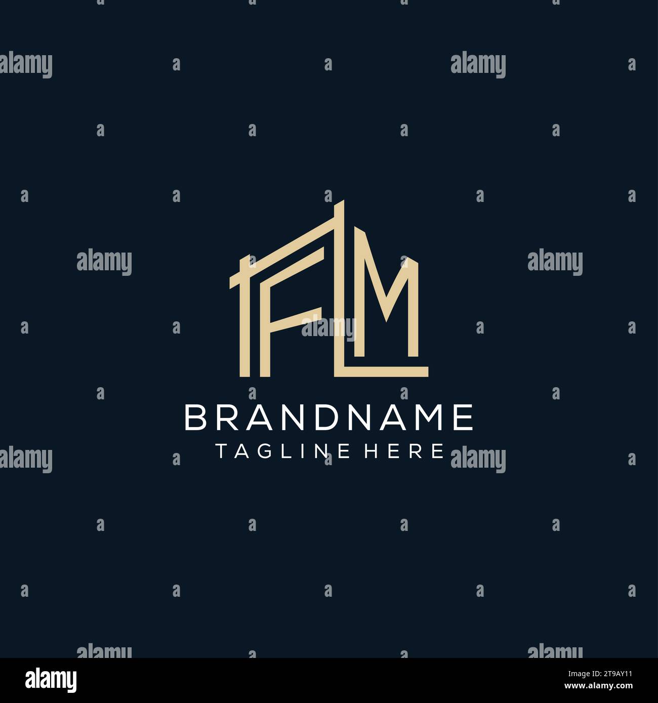 Initial FM logo, clean and modern architectural and construction logo ...