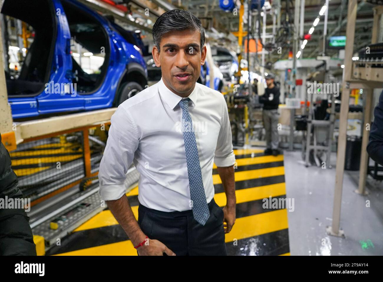 Prime Minister Rishi Sunak speaks to the media during a visit to the ...