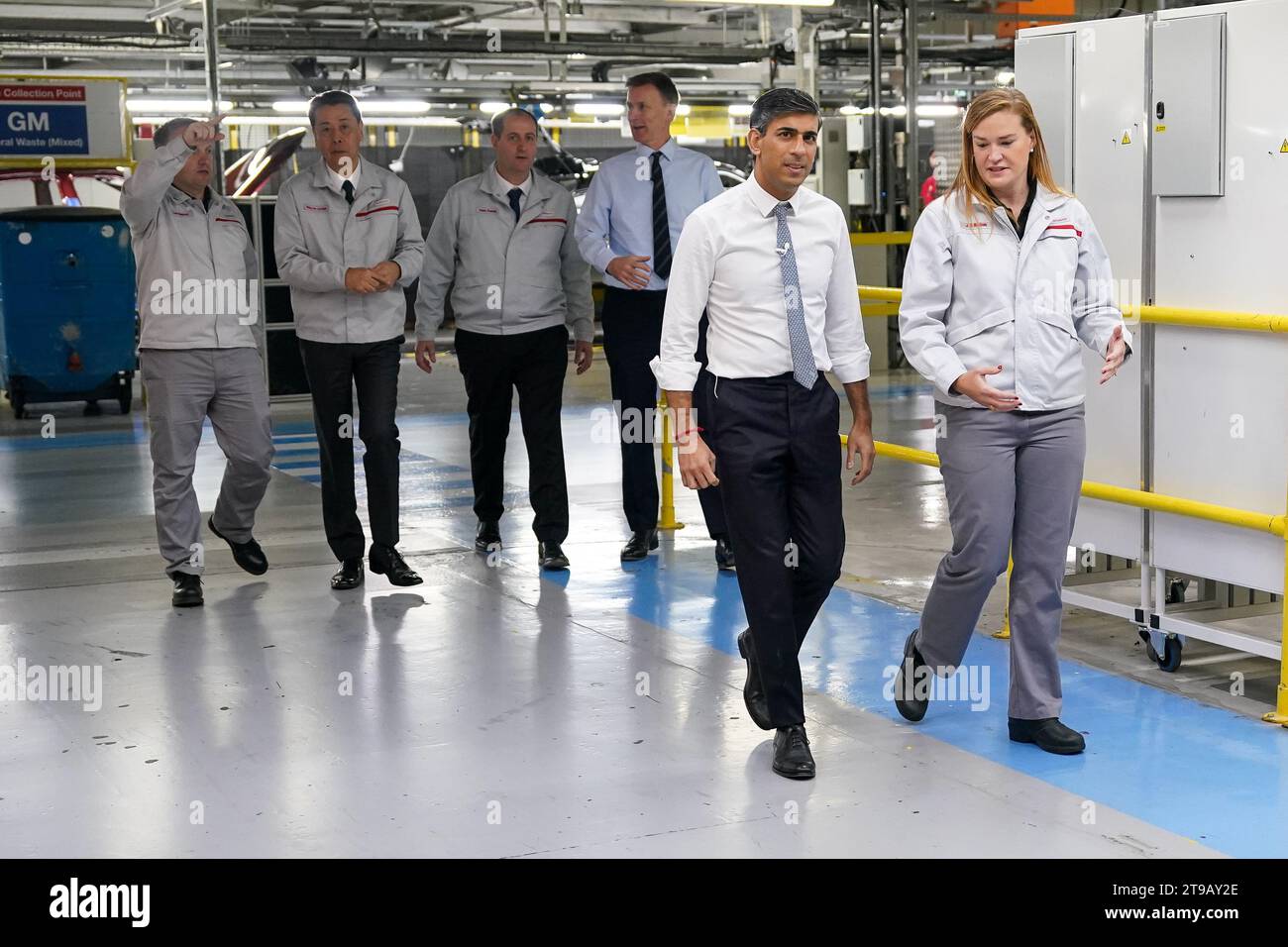 Prime Minister Rishi Sunak speaks to employees during a visit to the ...