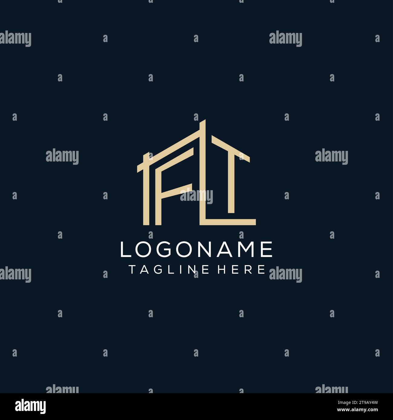 Initial FT logo, clean and modern architectural and construction logo ...