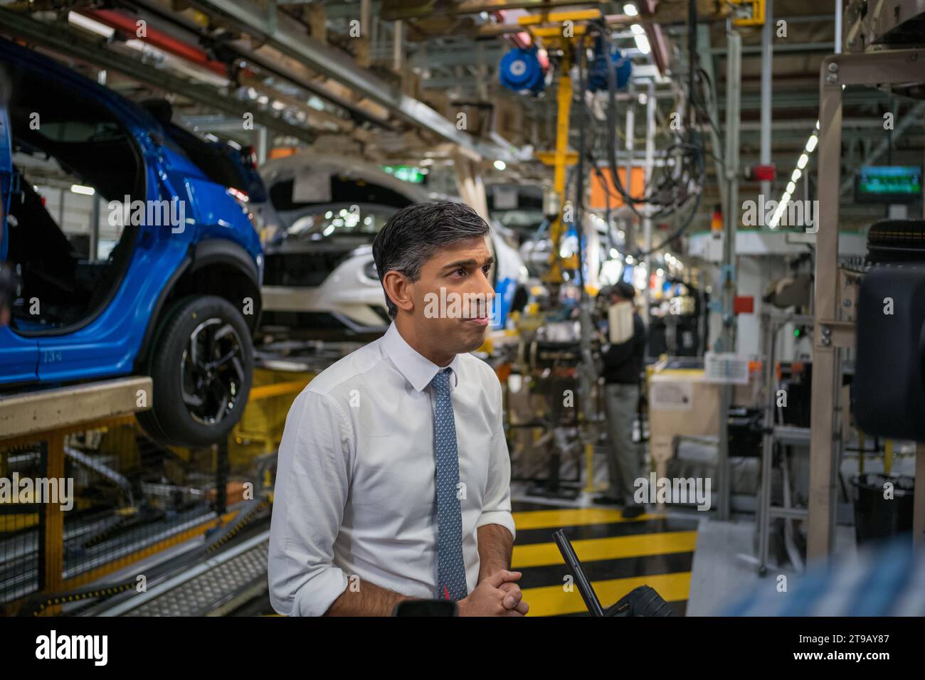 Prime Minister Rishi Sunak speaks to the media during a visit to the ...