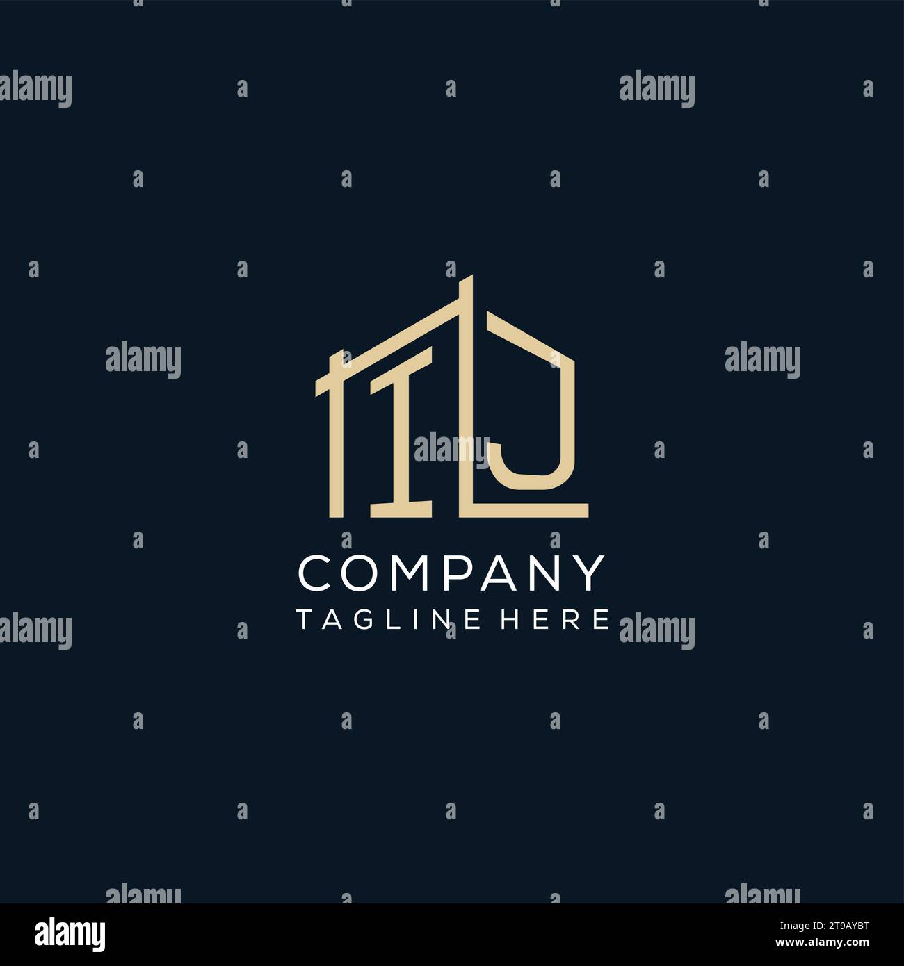 Initial IJ logo, clean and modern architectural and construction logo ...