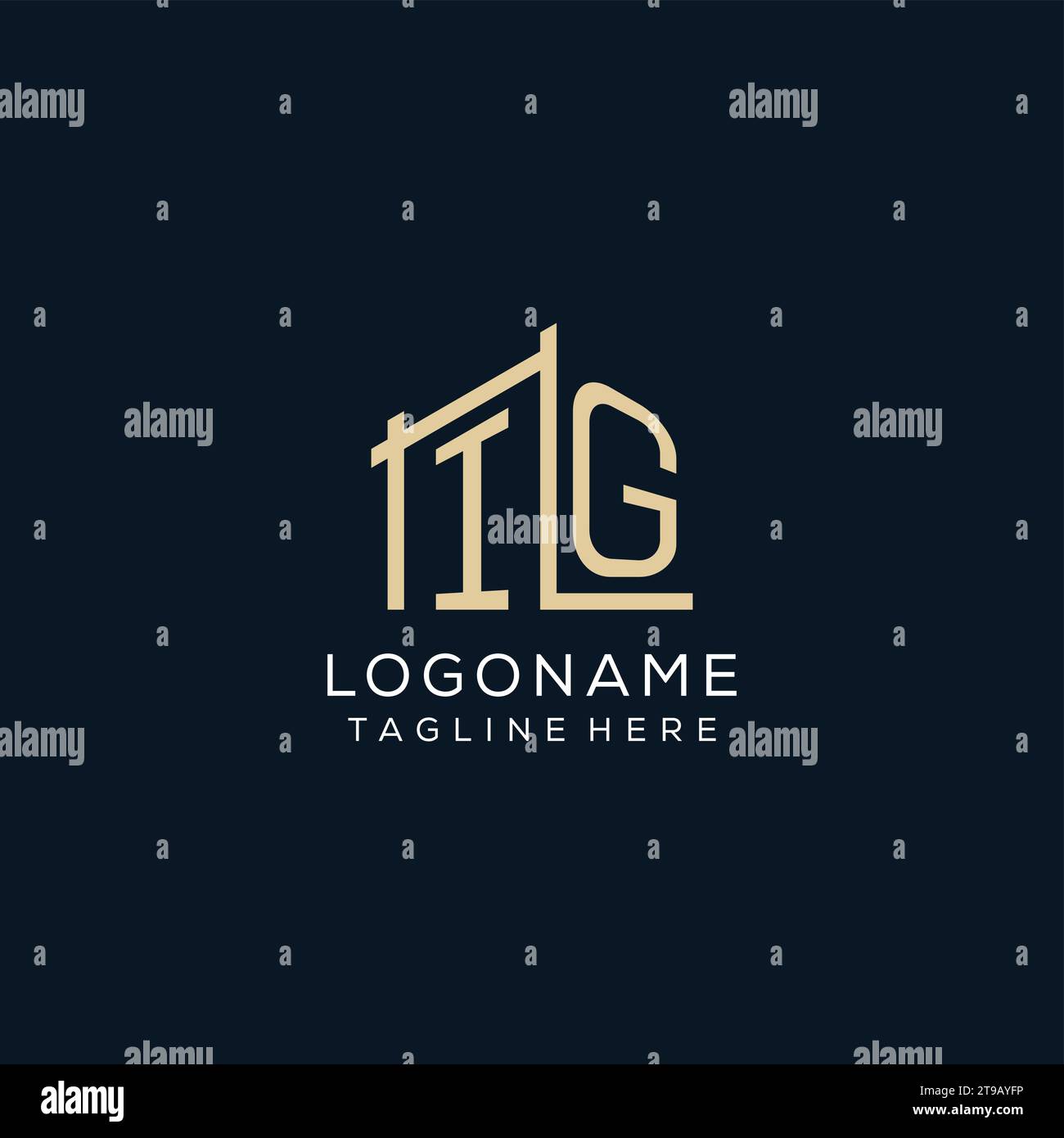 Initial IG logo, clean and modern architectural and construction logo ...