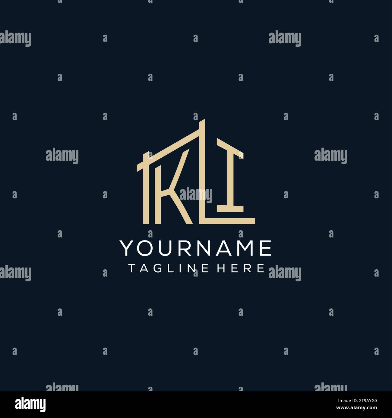 Initial KI logo, clean and modern architectural and construction logo ...