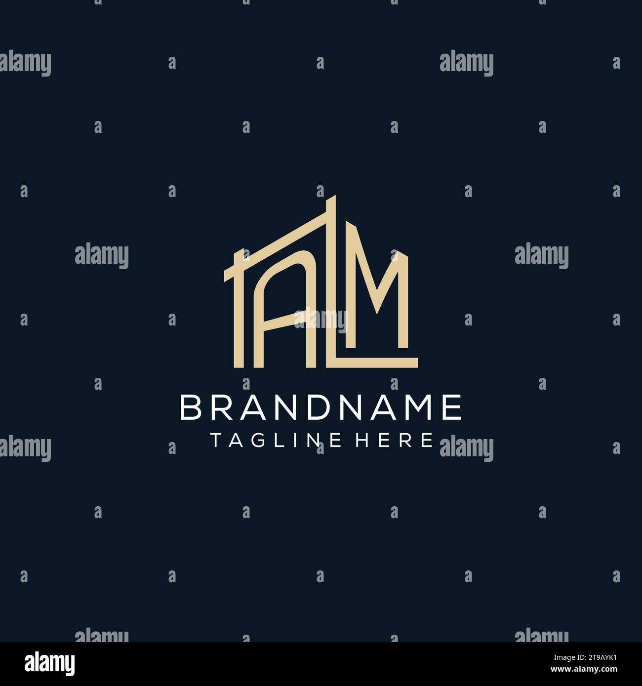 Initial AM logo, clean and modern architectural and construction logo ...