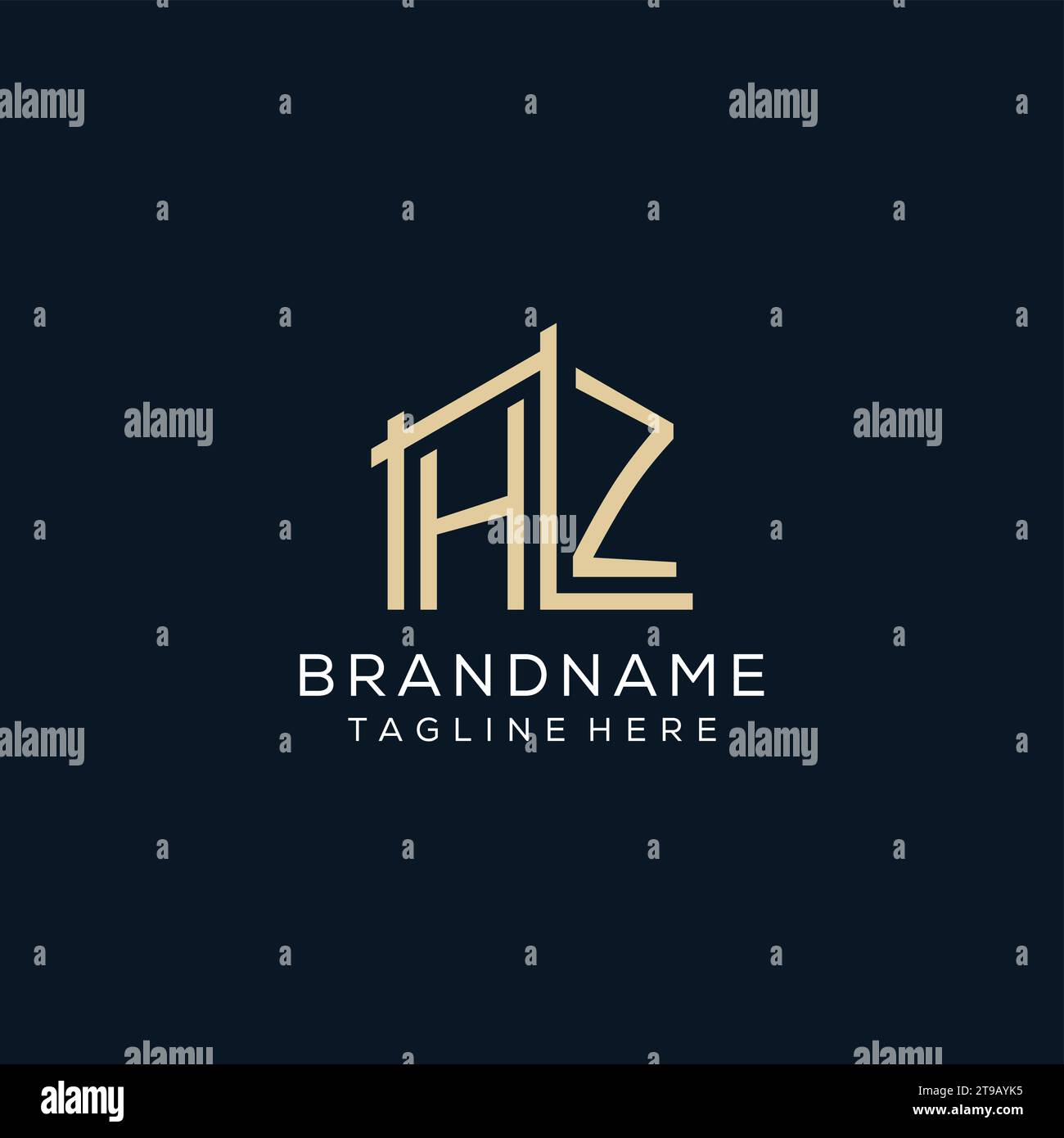 Initial HZ logo, clean and modern architectural and construction logo ...
