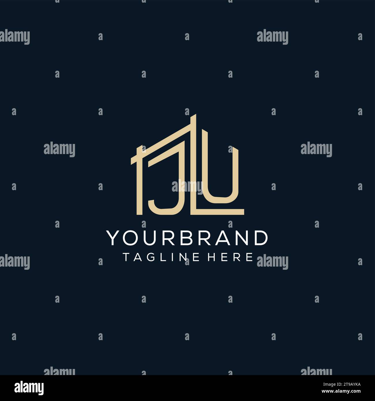 Initial JU logo, clean and modern architectural and construction logo ...