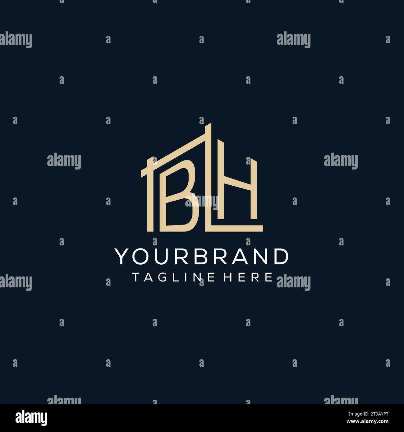 Initial BH logo, clean and modern architectural and construction logo ...