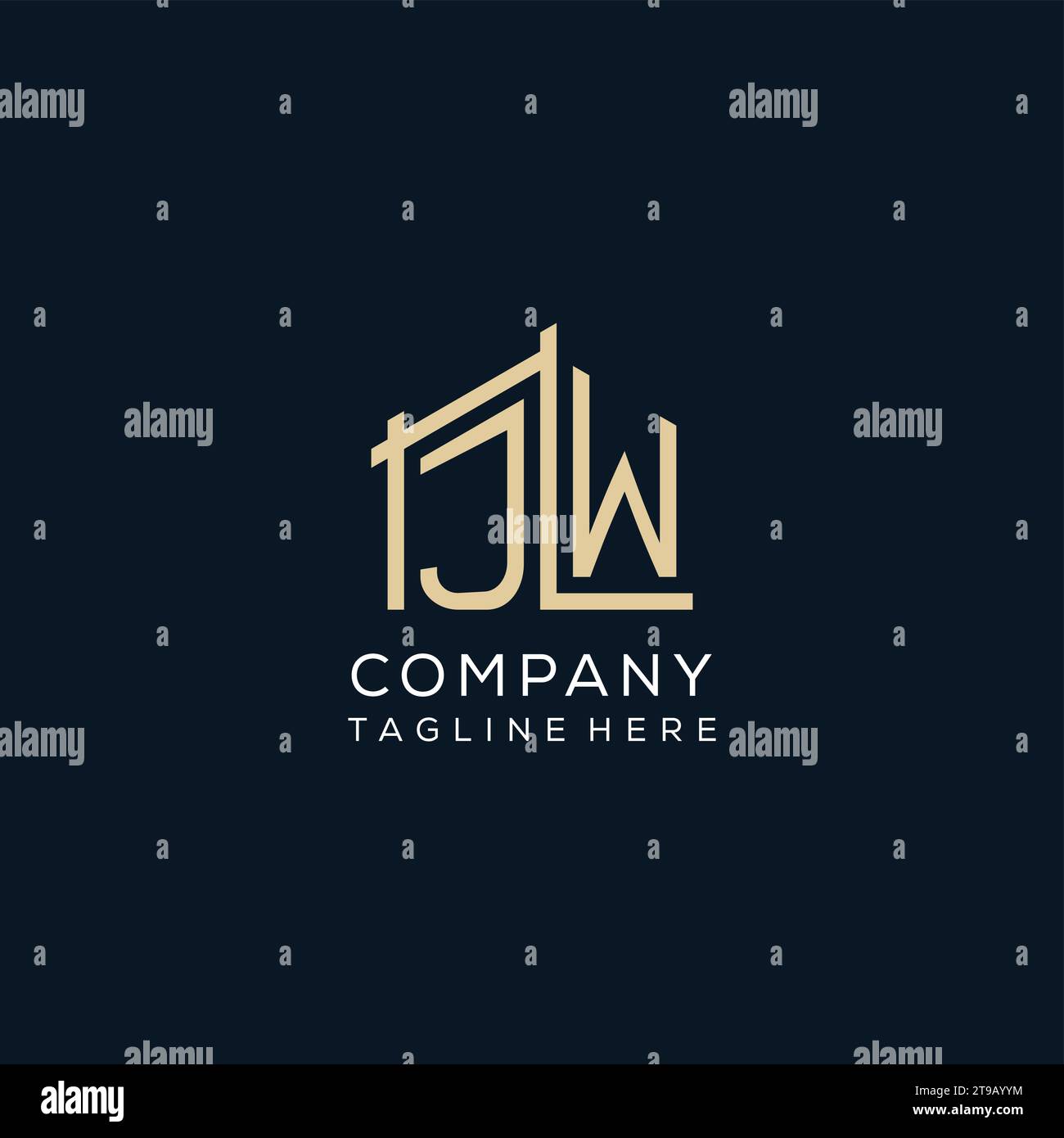 Initial JW logo, clean and modern architectural and construction logo ...