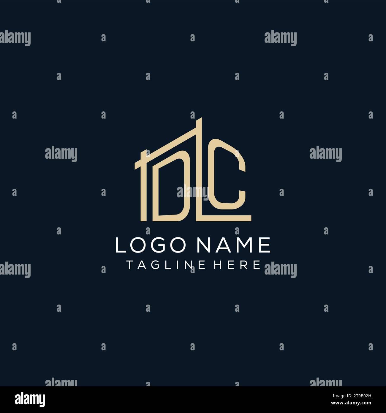 Initial DC logo, clean and modern architectural and construction logo ...
