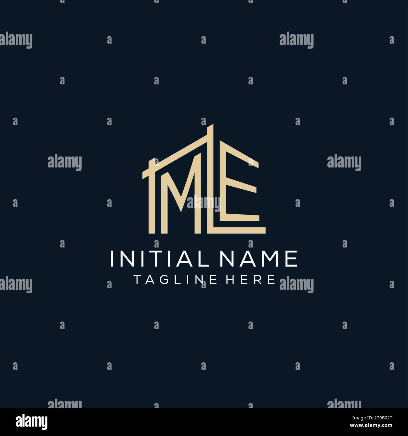 Initial ME logo, clean and modern architectural and construction logo design vector graphic ...