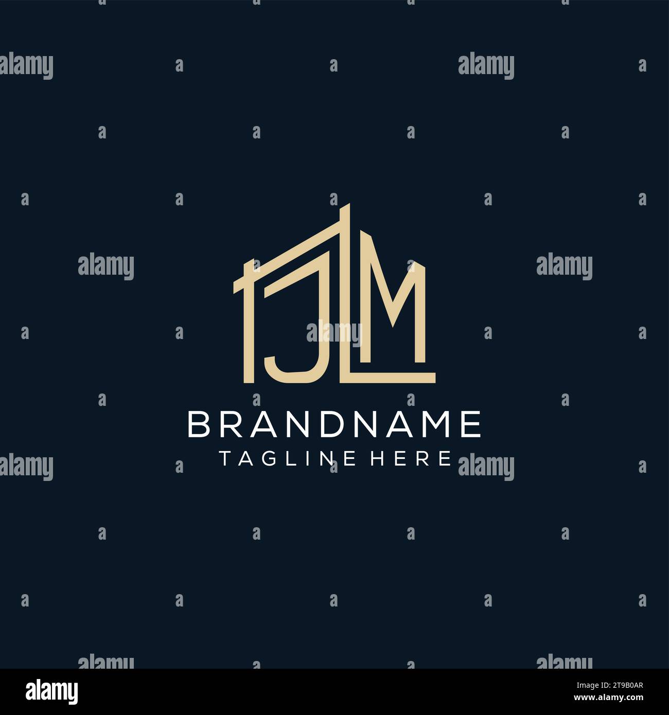 Initial JM logo, clean and modern architectural and construction logo ...