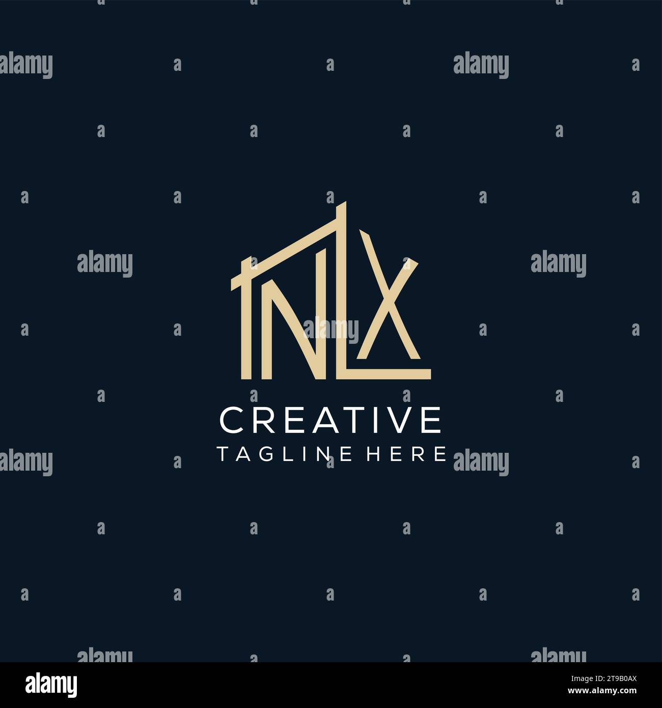 Initial NX logo, clean and modern architectural and construction logo ...