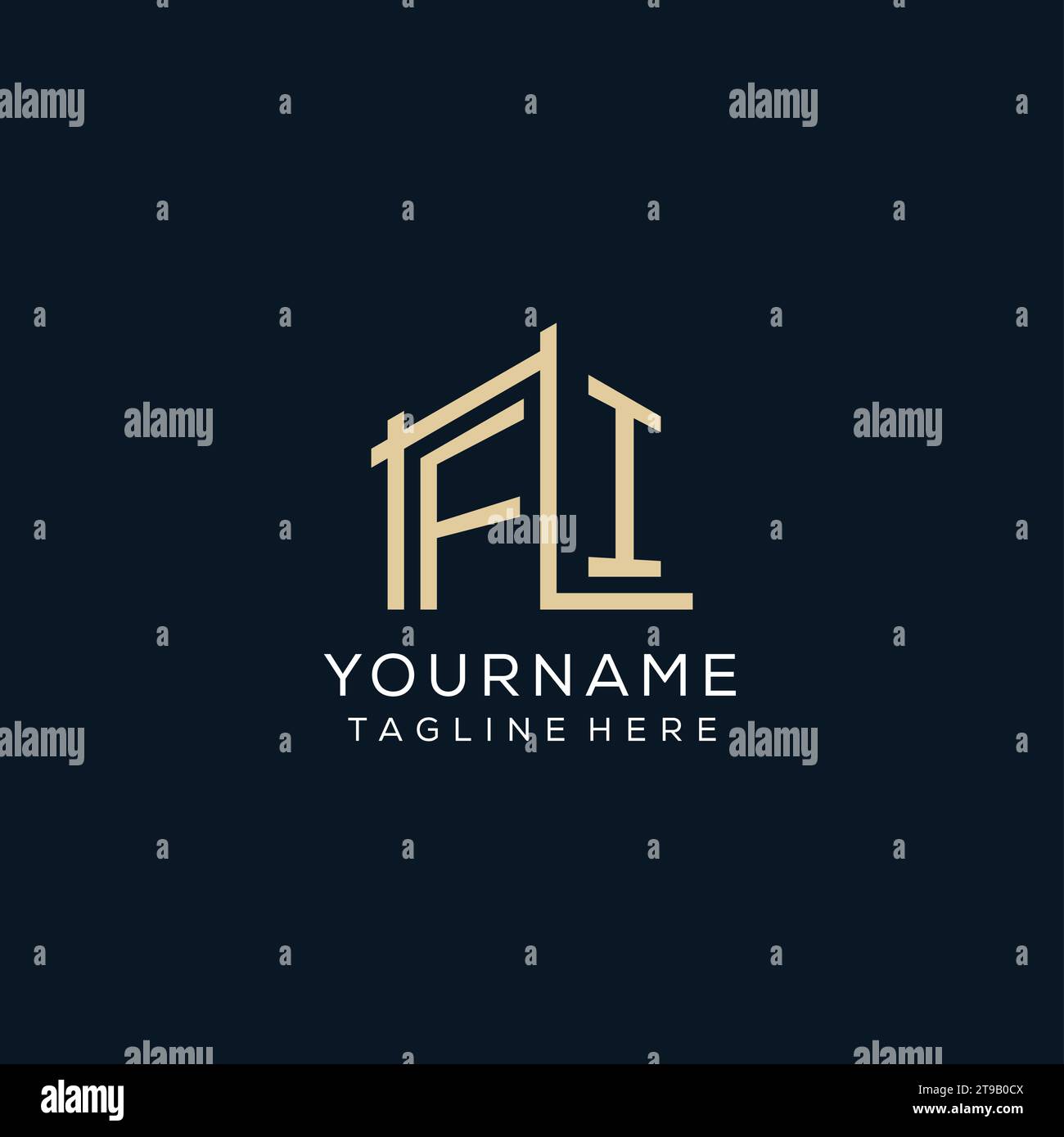 Initial FI logo, clean and modern architectural and construction logo ...