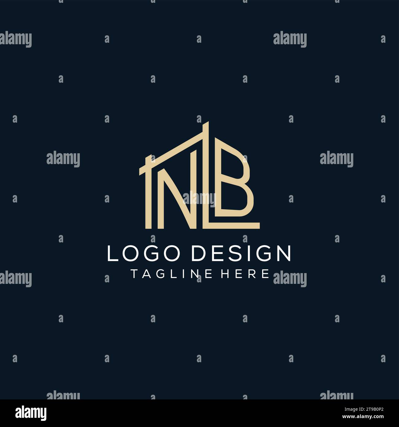 Initial NB logo, clean and modern architectural and construction logo ...