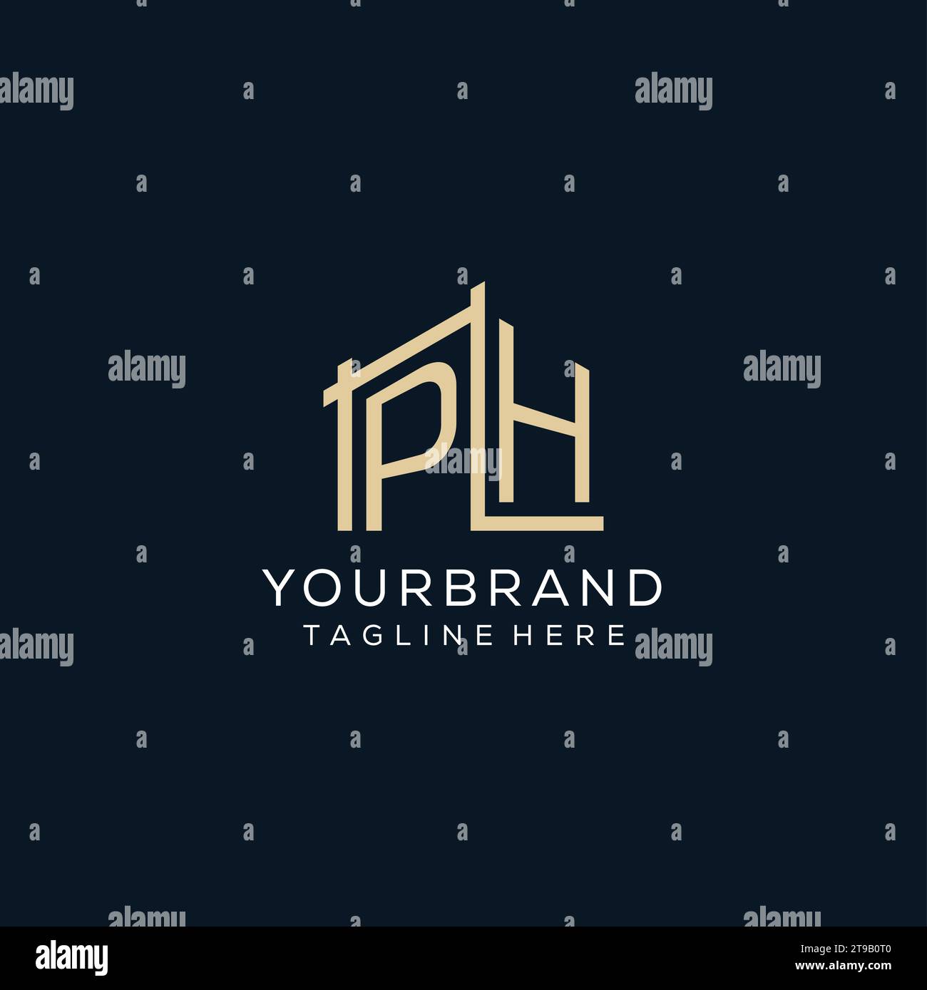 Initial PH logo, clean and modern architectural and construction logo ...